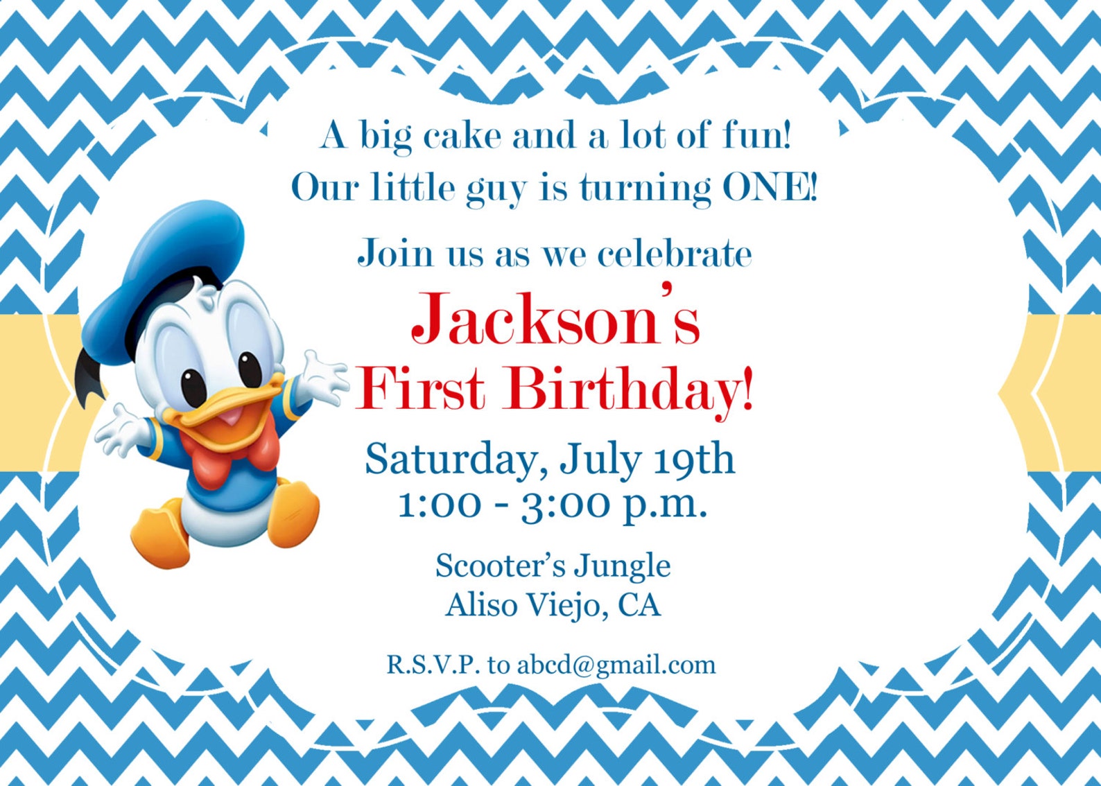 Donald Duck Invitation 1st Birthday Invitation Kid's | Etsy