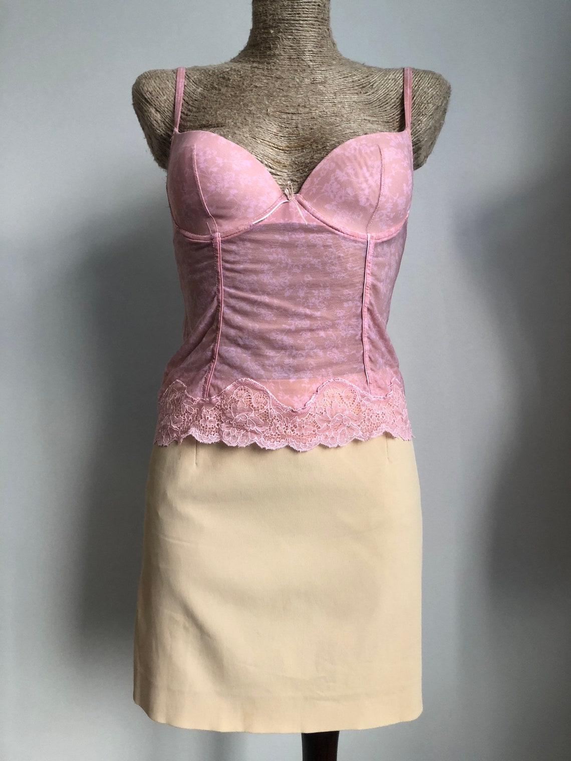 Pastel Pink Bustier Corset Top / Underwear Top Crop Top / Pastel Pink ...
