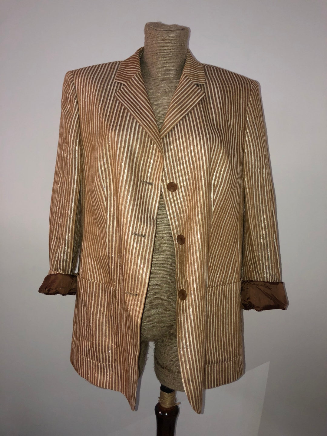 Vintage Basler Gold Thread Fabric Metallic Blazer / Nude Gold Oversized ...