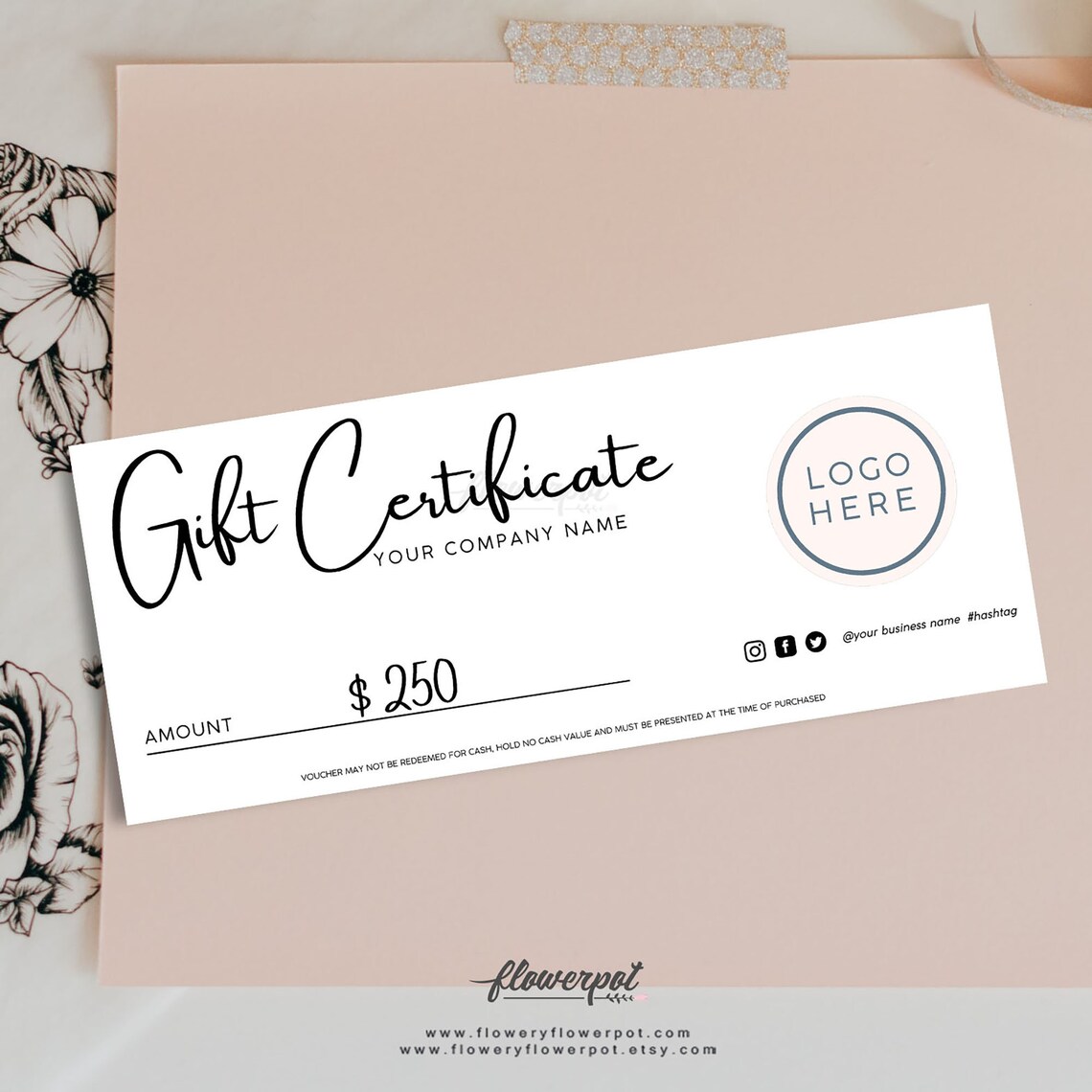 Editable Gift Voucher Coupon, Gift Certificate Template Printable ...