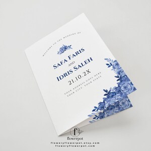 Muslim Wedding Program, Wedding Program Bifold Blue, Islamic Wedding ...