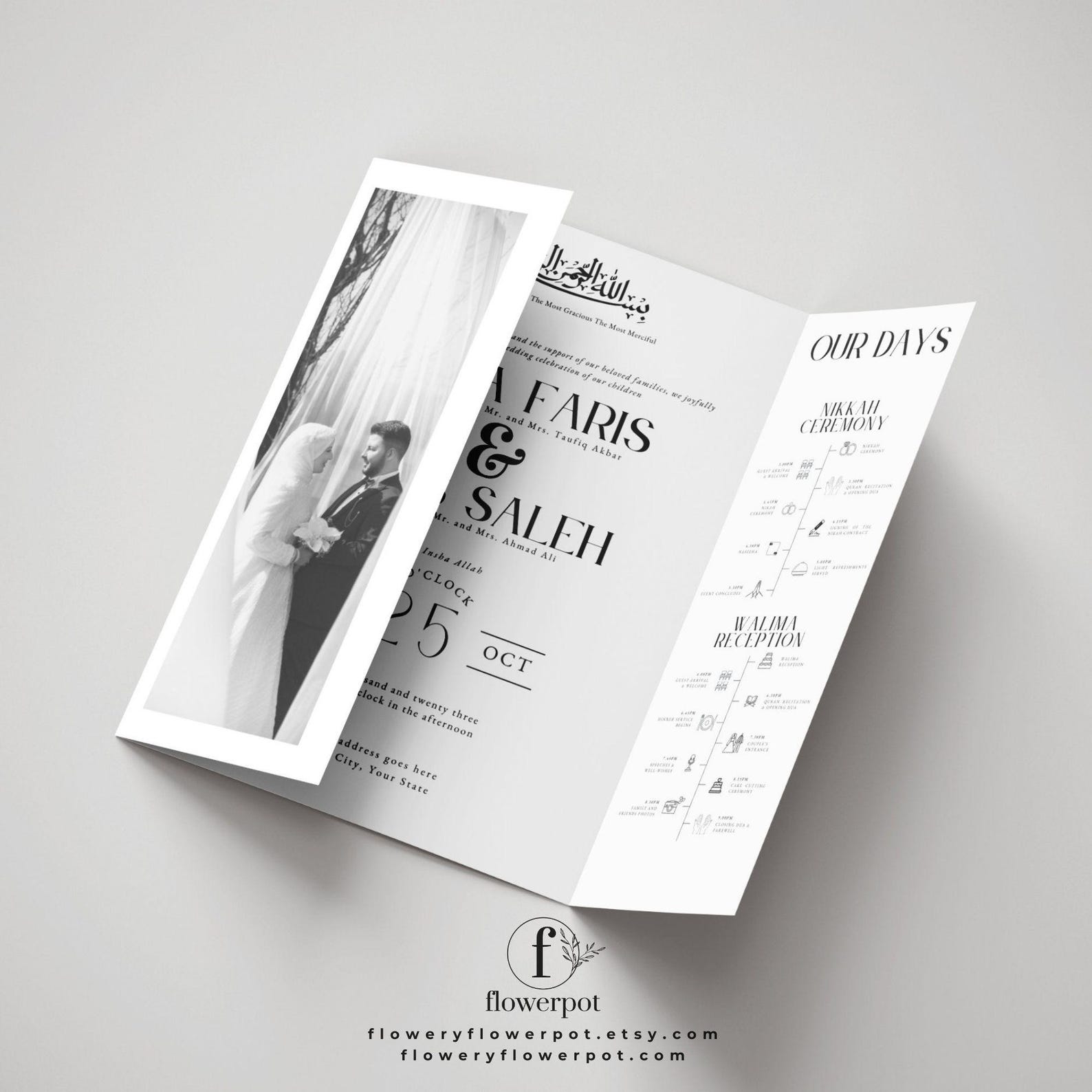 Gatefold Wedding Invitations With Photos Canva, Muslim Wedding ...