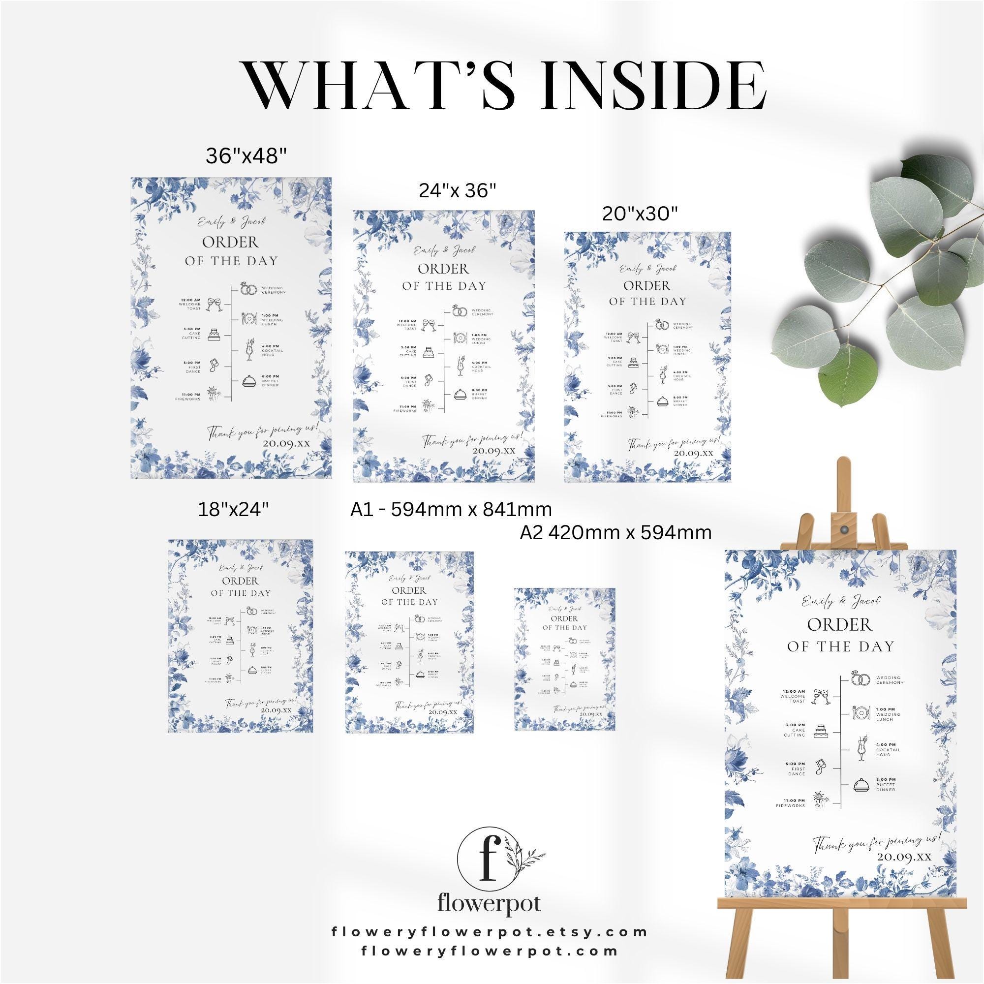 Wedding Timeline Template Poster Board, Chinoiserie Wedding Sign ...