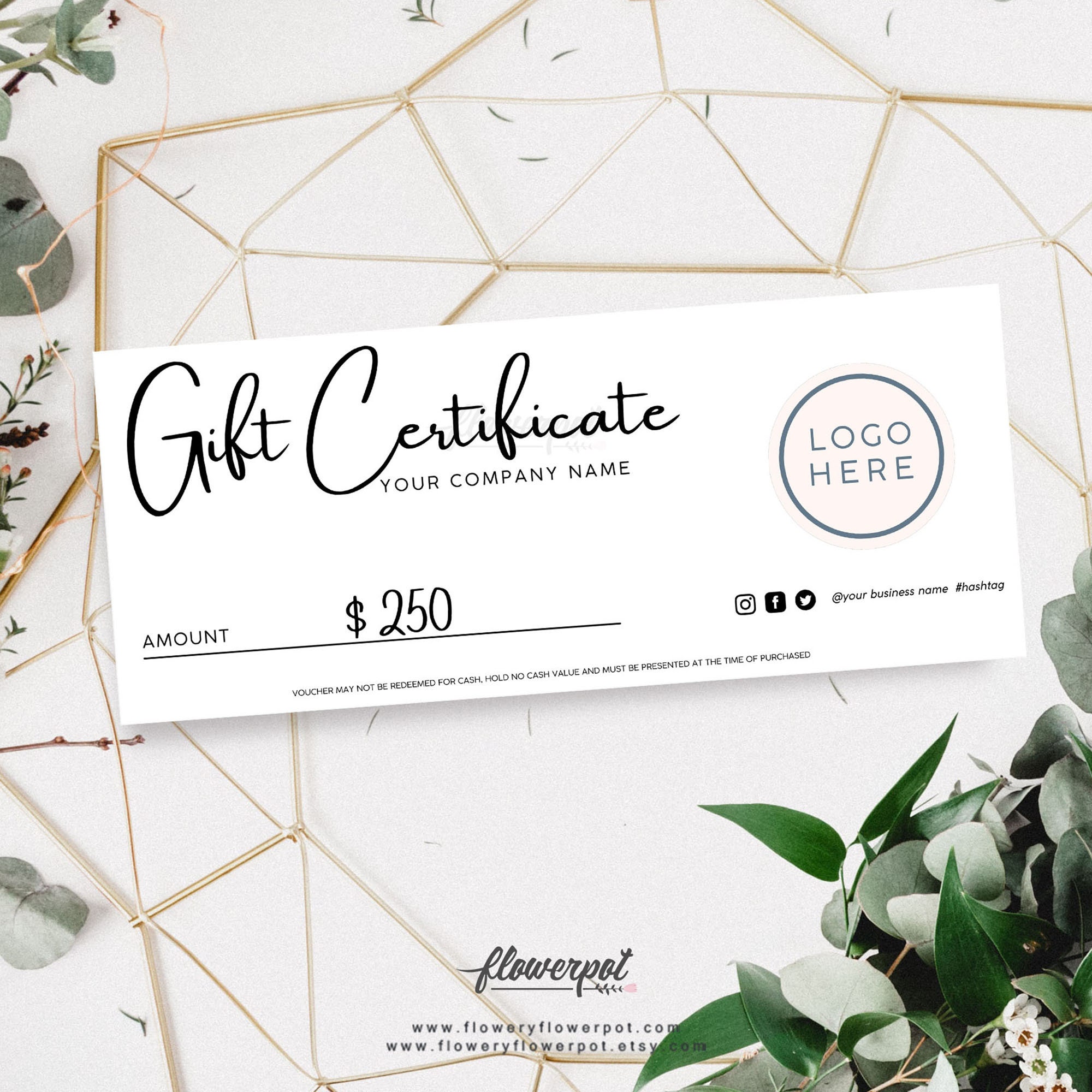 Editable Gift Voucher Coupon, Gift Certificate Template Printable ...