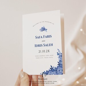 Muslim Wedding Program, Wedding Program Bifold Blue, Islamic Wedding ...