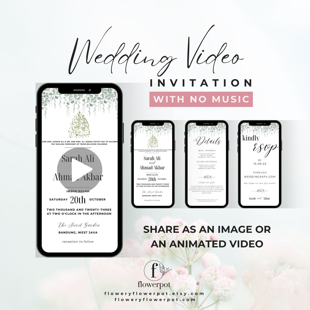 Animated Wedding Invitation Template, Digital Islamic Wedding ...