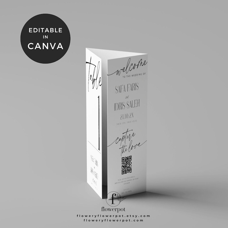 Trifold Wedding Menu No Template, Minimalist Table Numbers, Simple ...