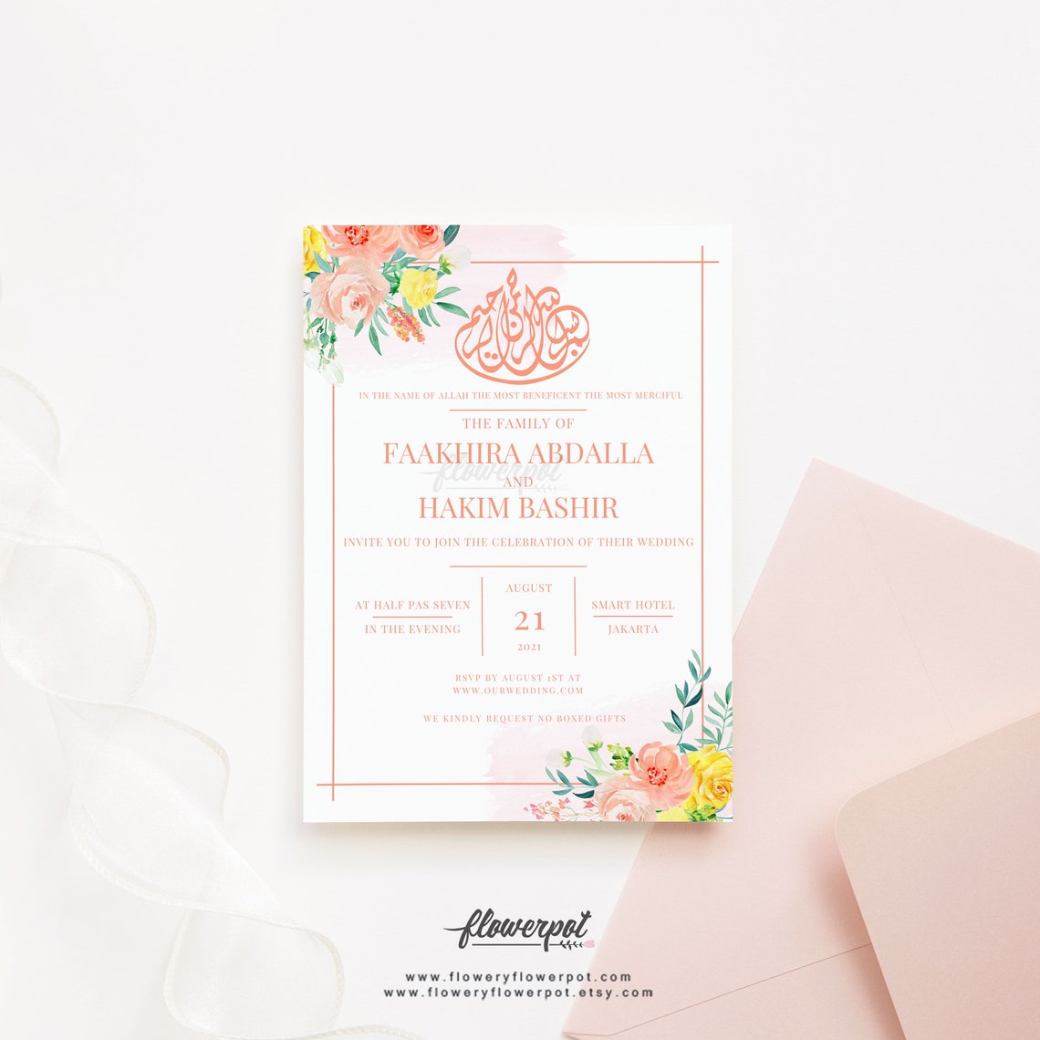 Islamic Save the Date Muslim Wedding Invitation Template - Etsy