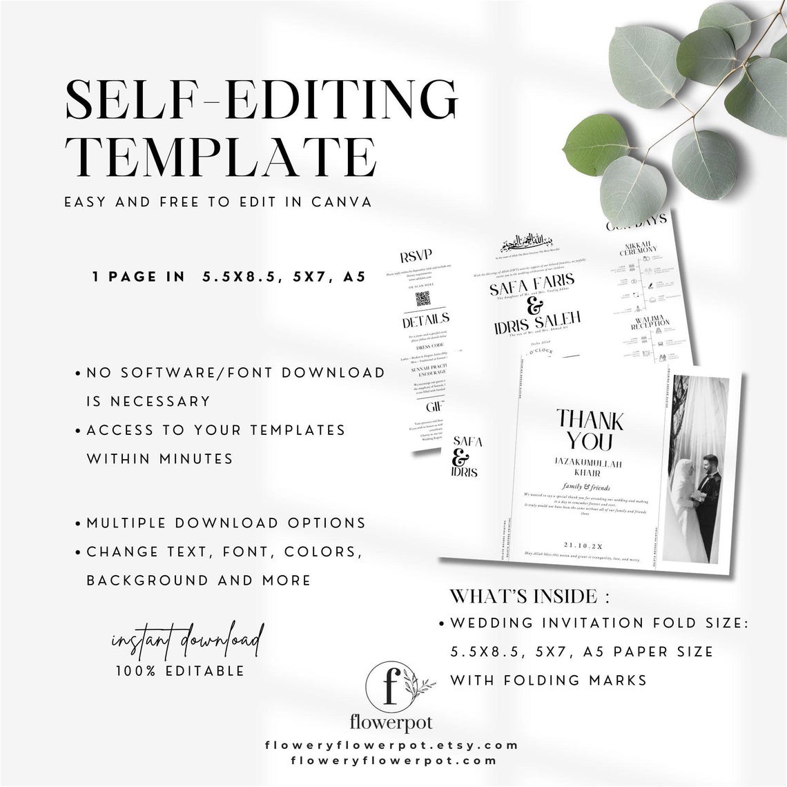 Gatefold Wedding Invitations With Photos Canva, Muslim Wedding ...