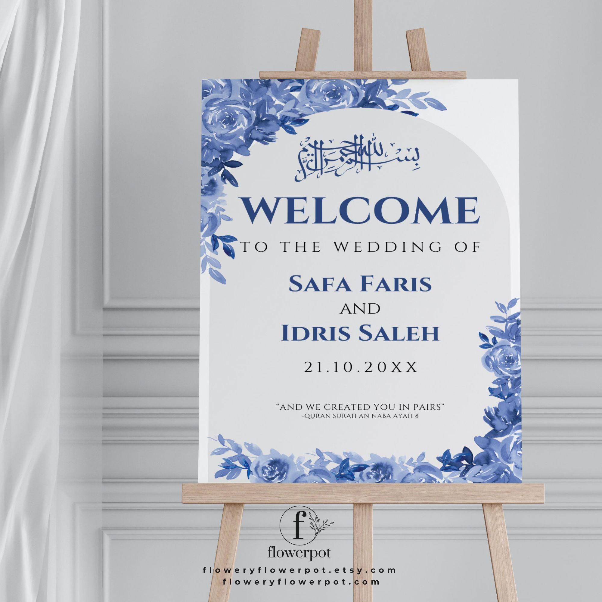 Welcome to Our Wedding Sign Dusty Blue, Walima Wedding Welcome Sign ...