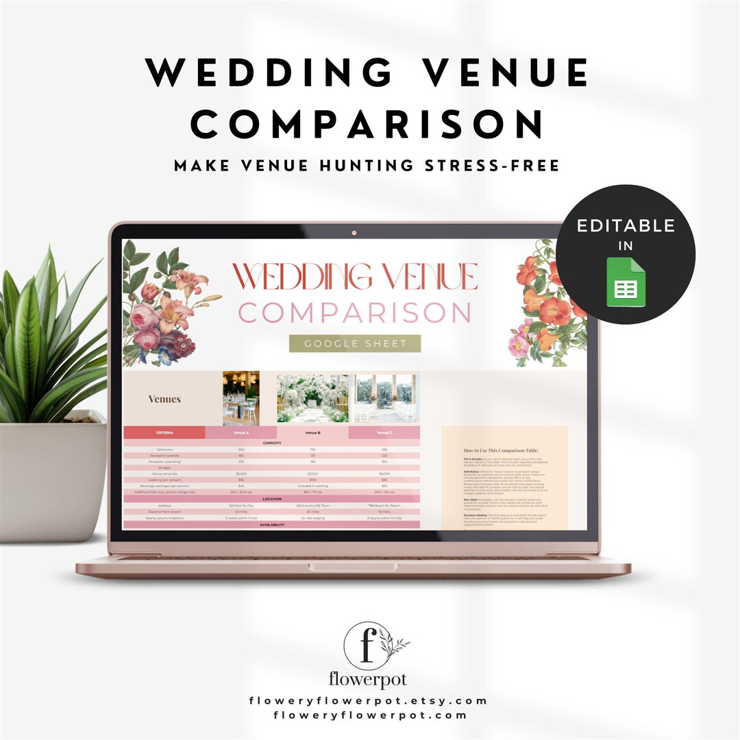 Wedding Venue Comparison Google Sheet, Wedding Checklist Template ...