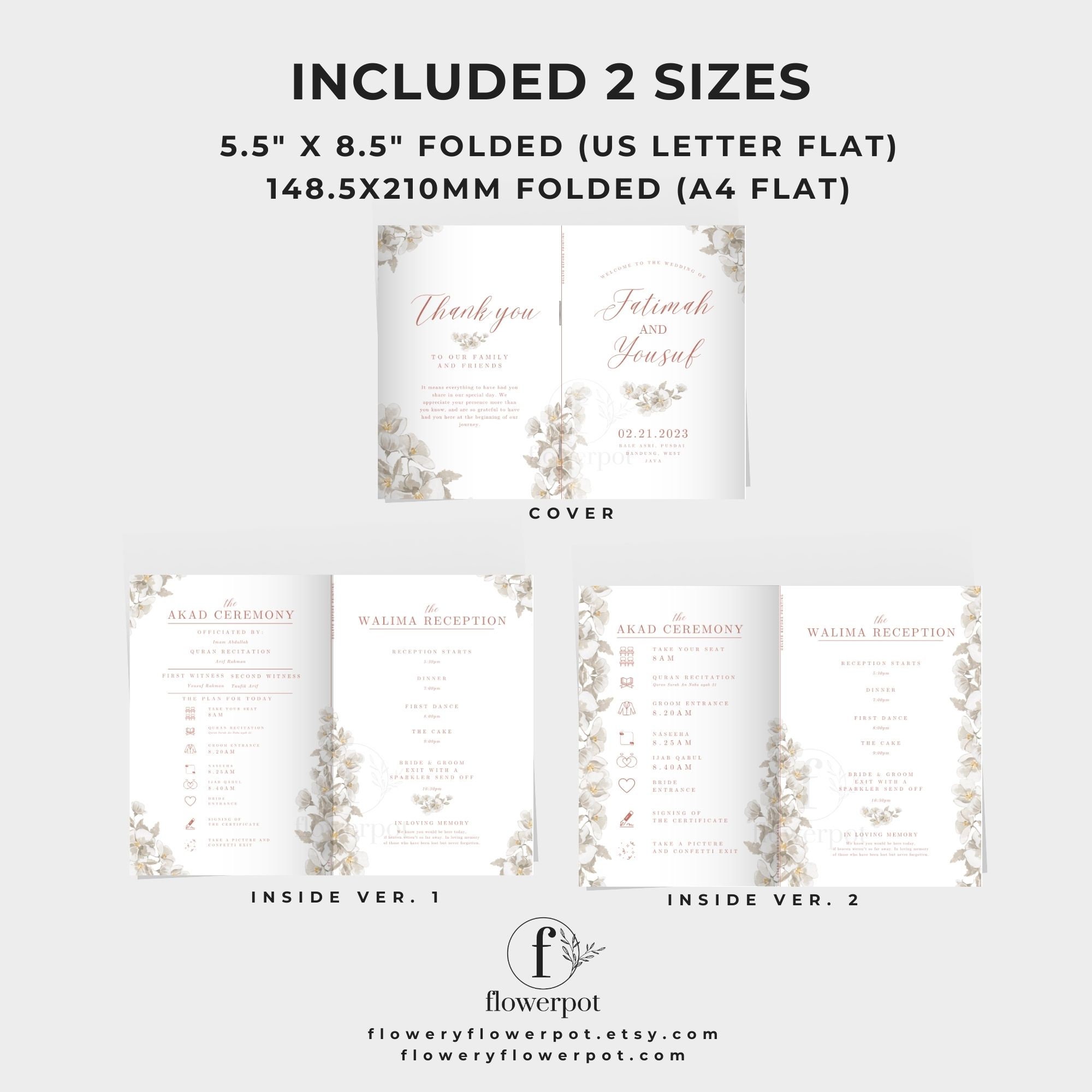 Islamic Wedding Reception Program Agenda, Bifold Wedding Program ...