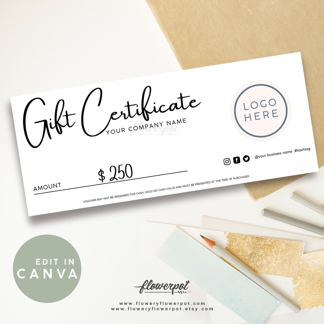 Editable Gift Voucher Coupon, Gift Certificate Template Printable ...