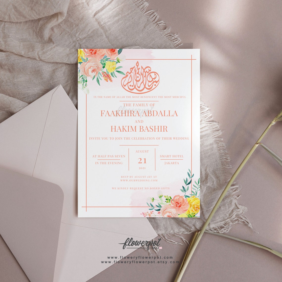 Islamic Save the Date Muslim Wedding Invitation Template - Etsy