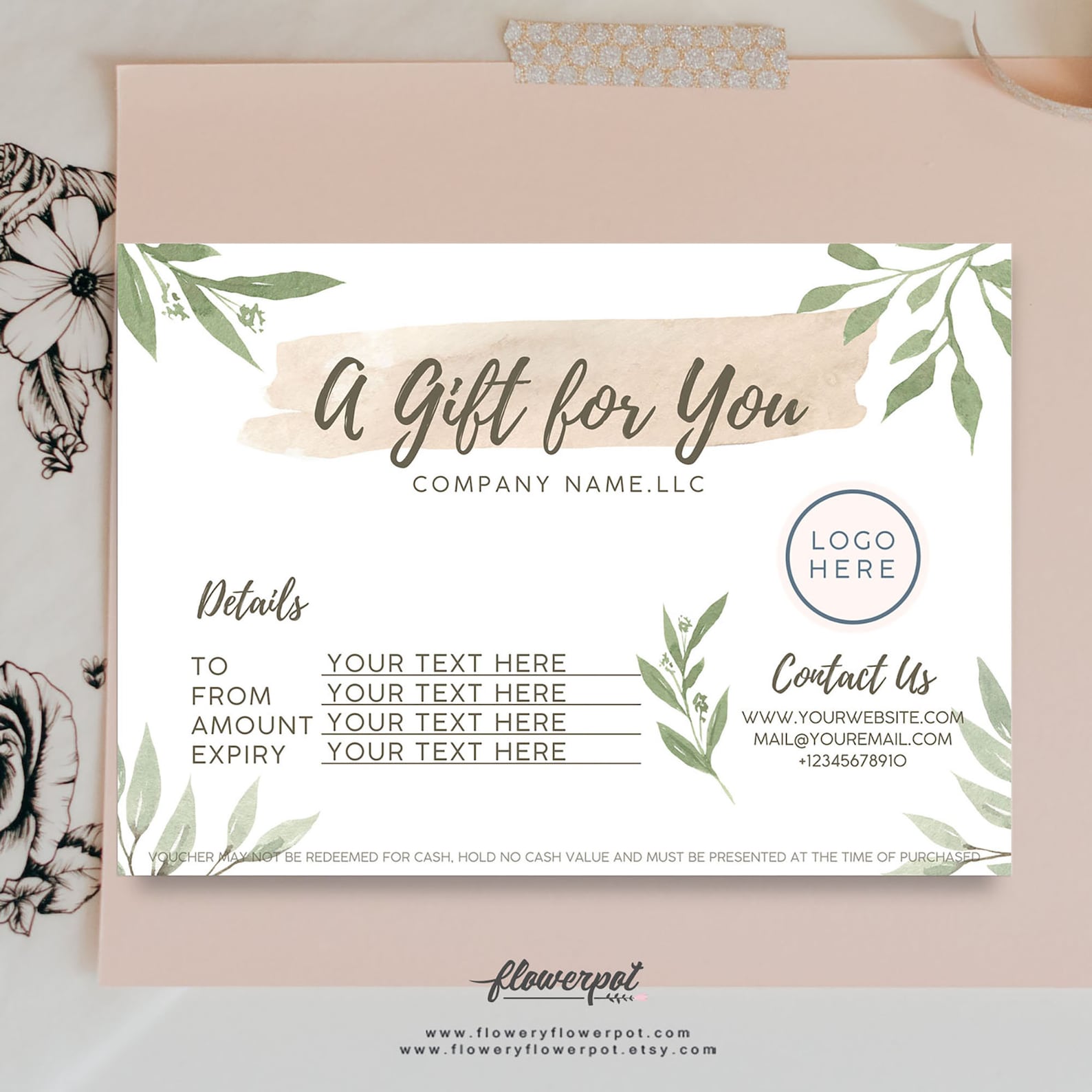 Boho Gift Certificate, Editable Gift Card, Client Gifts for Women ...