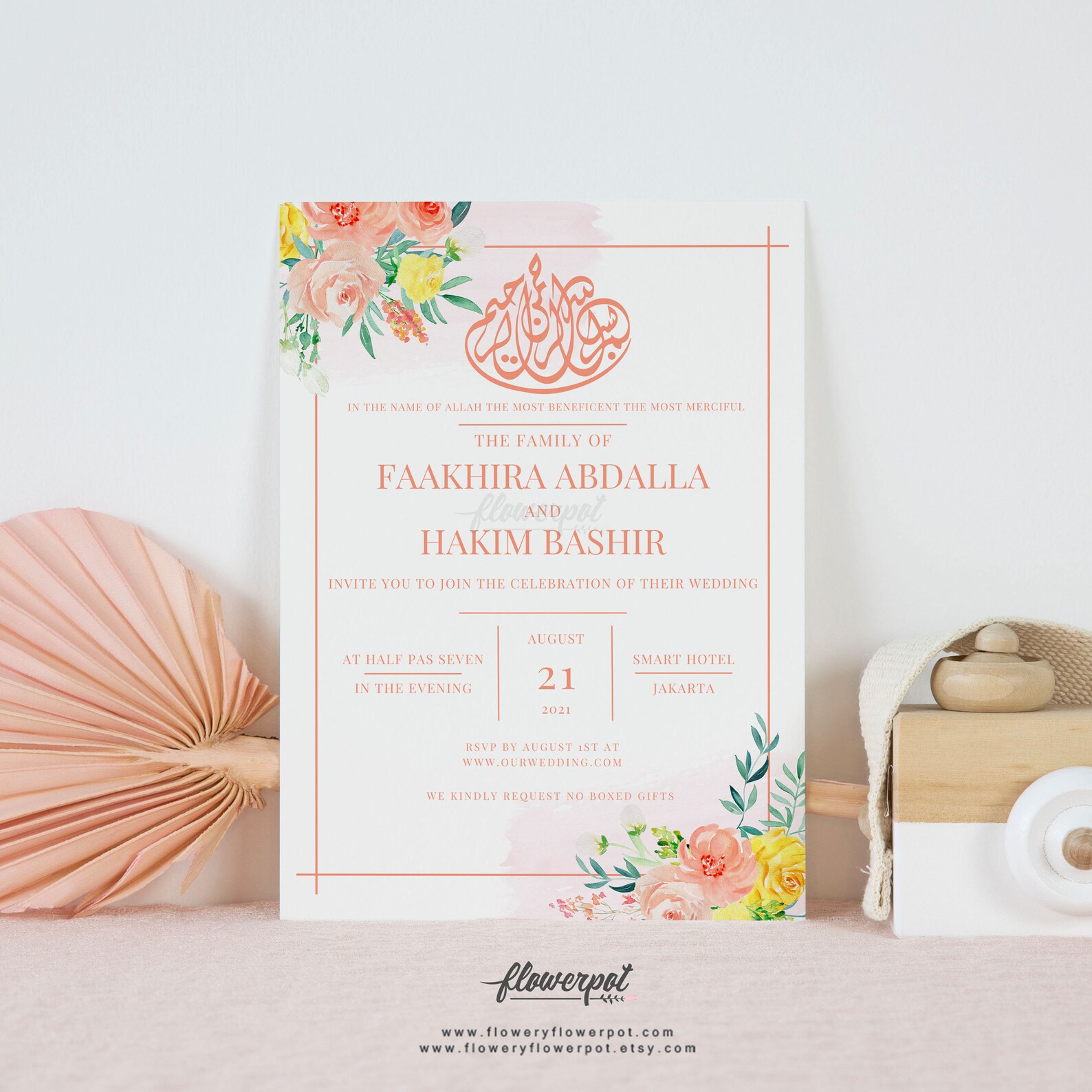 Islamic Save the Date, Muslim Wedding Invitation Template Download ...