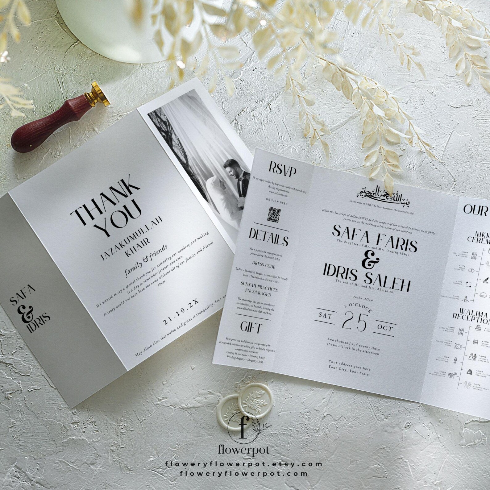 Gatefold Wedding Invitations With Photos Canva, Muslim Wedding ...