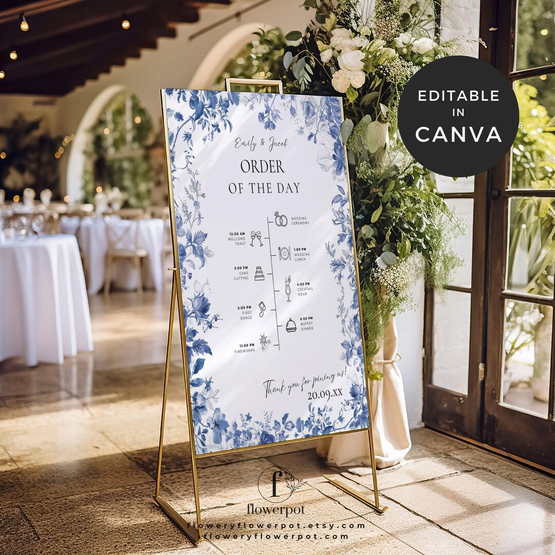 Wedding Timeline Template Poster Board, Chinoiserie Wedding Sign ...
