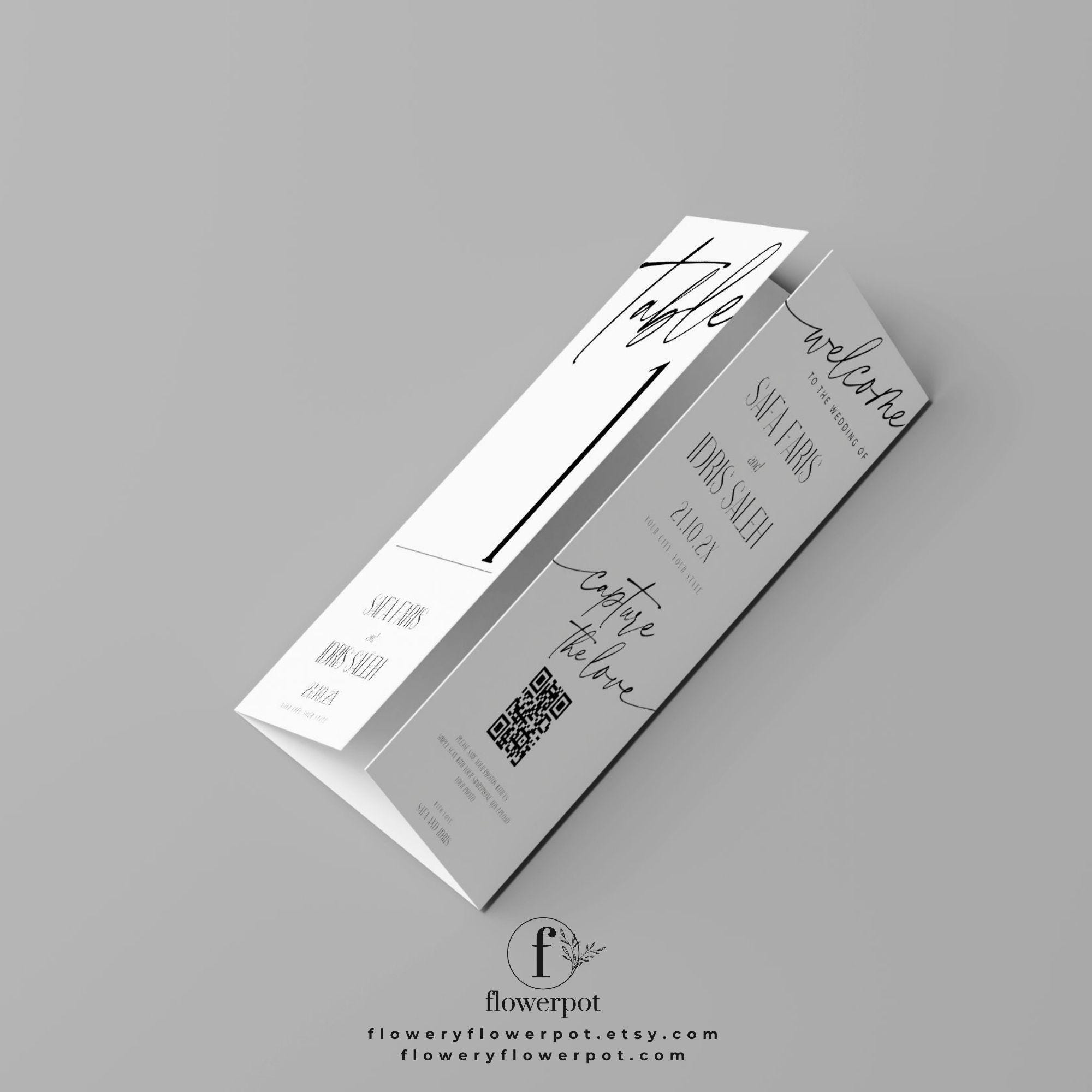 Trifold Wedding Menu No Template, Minimalist Table Numbers, Simple ...