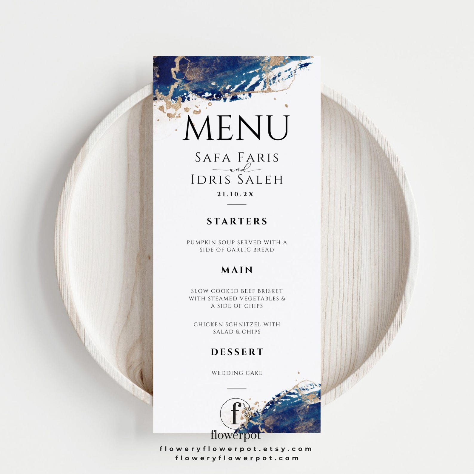 Royal Blue Menu Card, Royal Blue and Gold Wedding Menu, Islamic Wedding ...