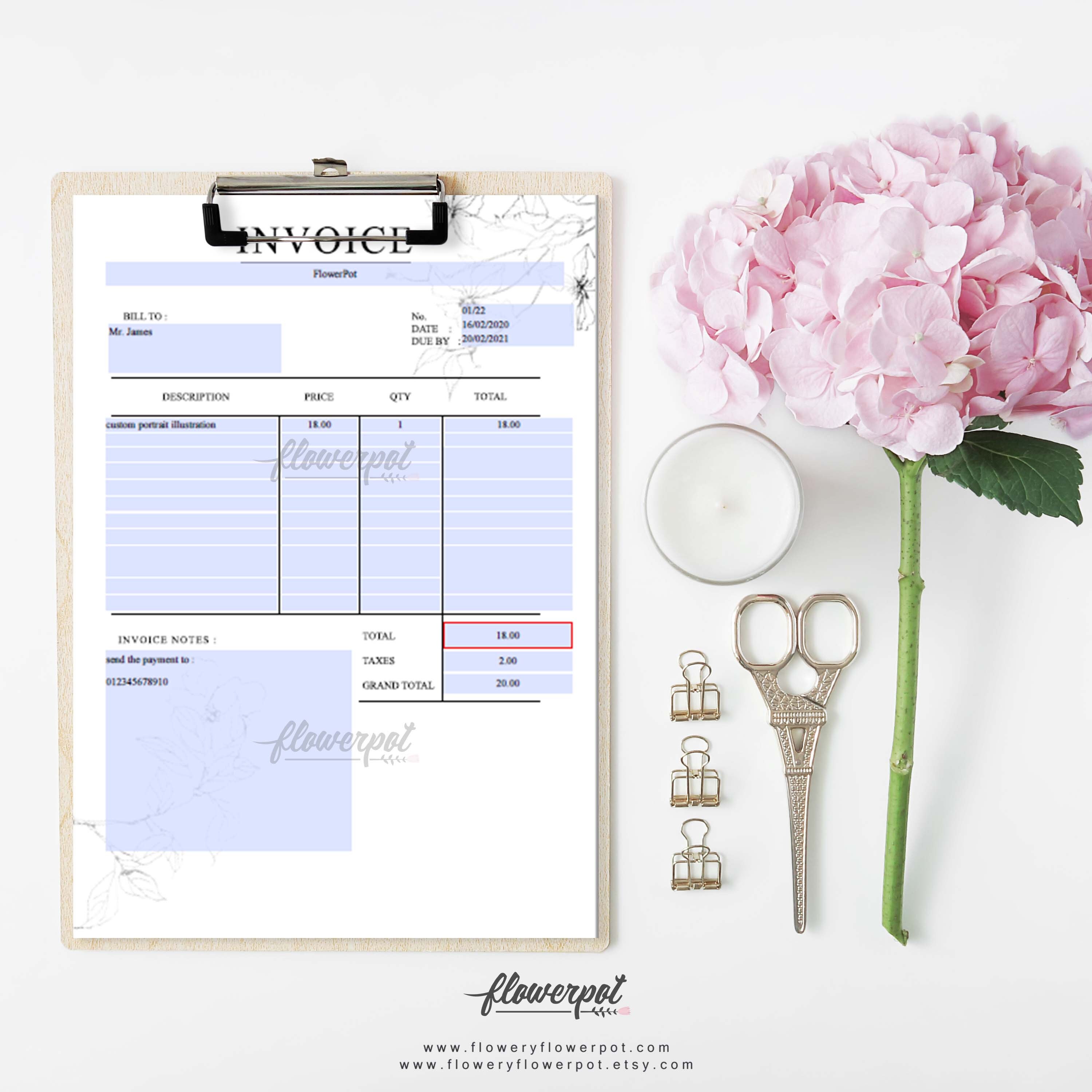 Small Business Invoice Template, Wedding Invoice, Craft Business ...