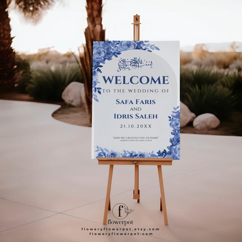 Welcome to Our Wedding Sign Dusty Blue, Walima Wedding Welcome Sign ...
