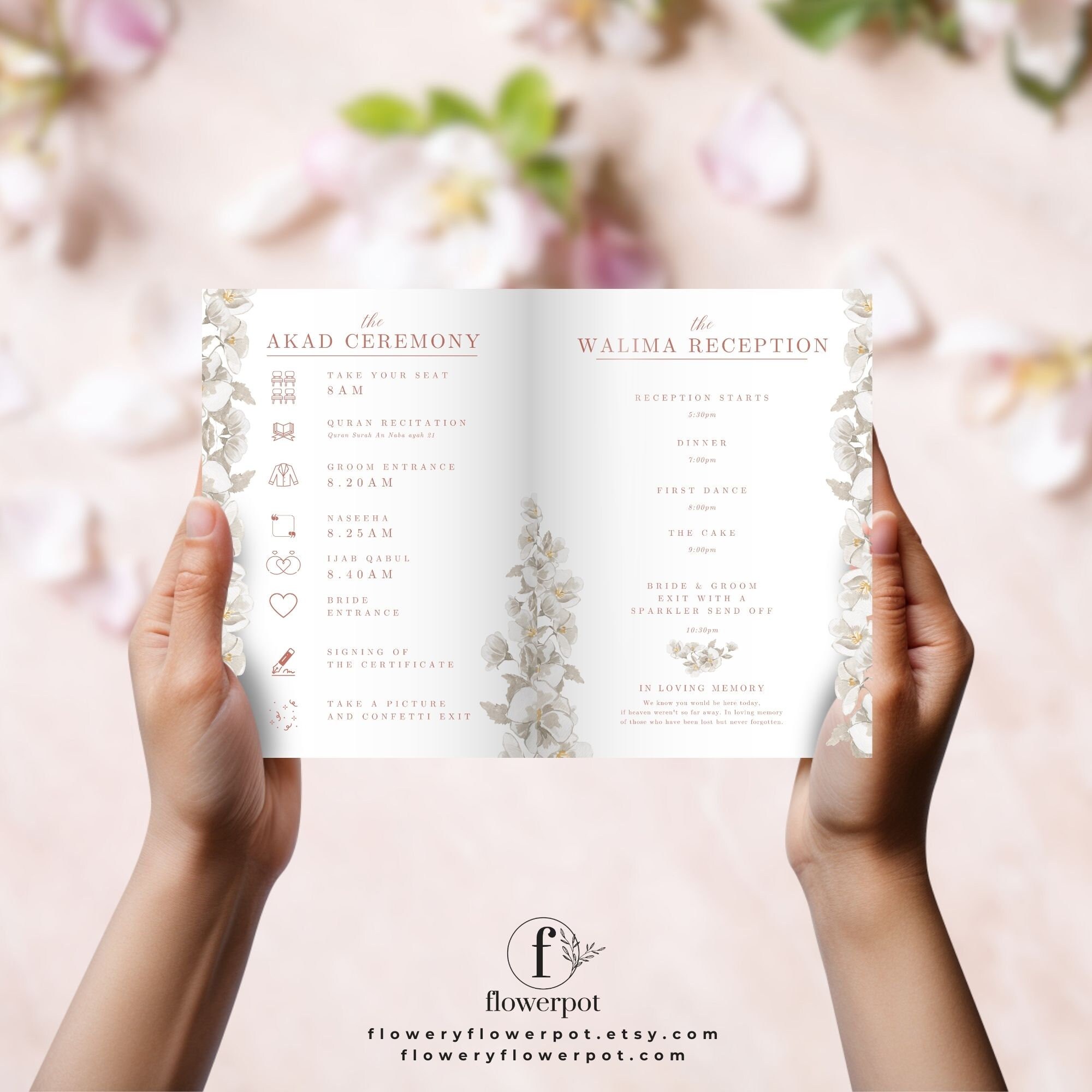 Islamic Wedding Reception Program Agenda, Bifold Wedding Program ...