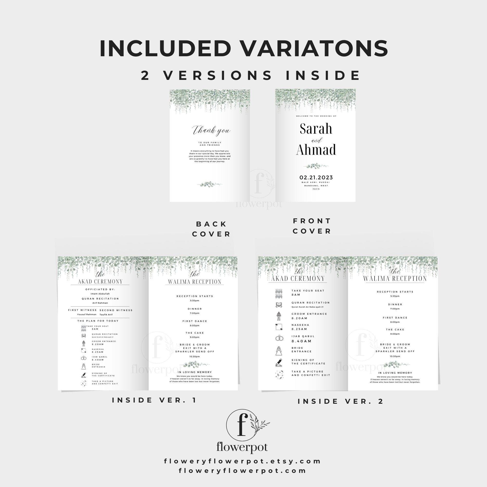 Islamic Wedding Program Template Foldable, Muslim Wedding Timeline ...