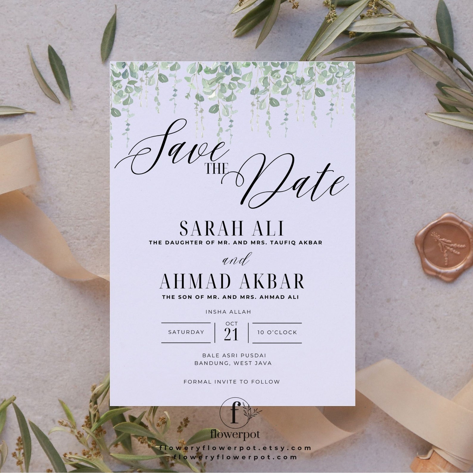 Islamic Wedding Invitation Template, Muslim Wedding Invite, Nikkah ...