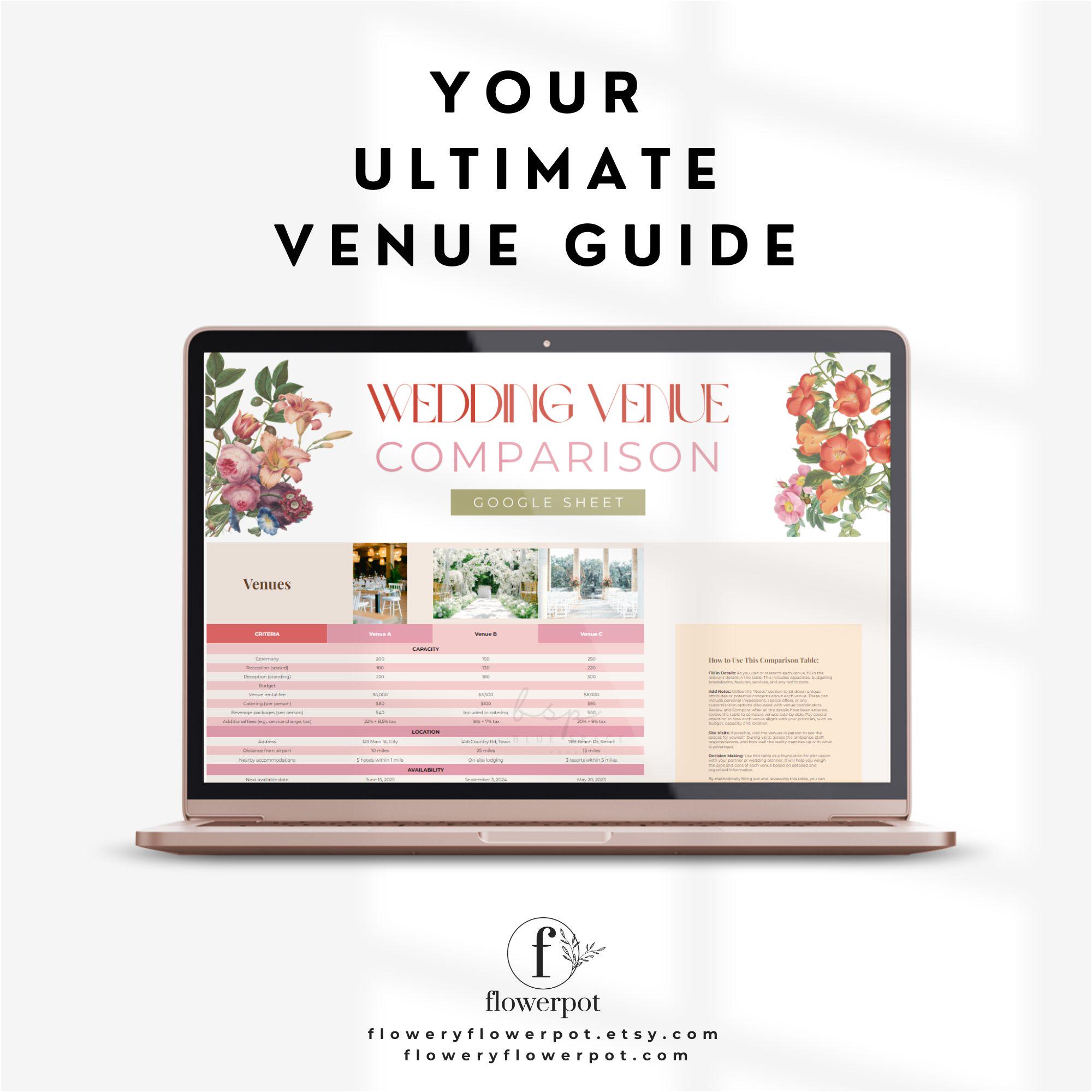 Wedding Venue Comparison Google Sheet, Wedding Checklist Template ...