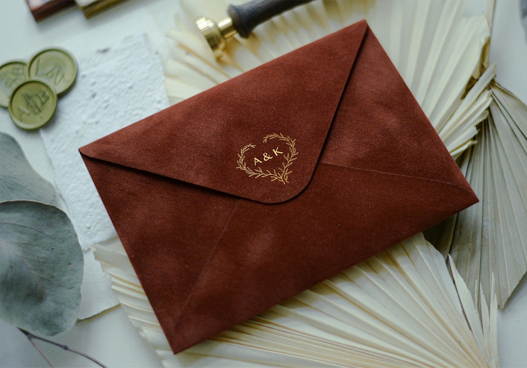 Monogrammed Velvet Envelope / Custom Design / Foil Embossing/c6 Size ...