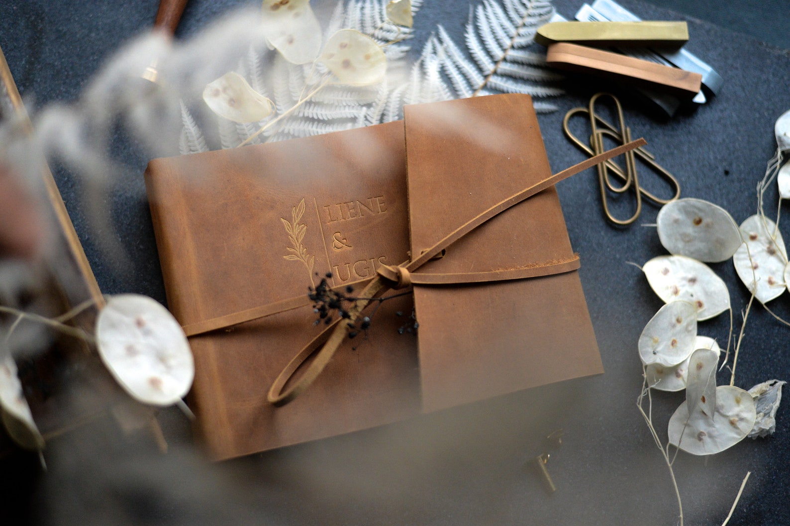 Customized Photo Album in Rustic Leather Covers // Customized | Etsy