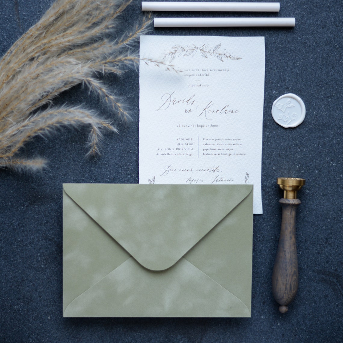 Light Olive Velvet Envelope, C6 Wedding Invitation Envelope - Etsy