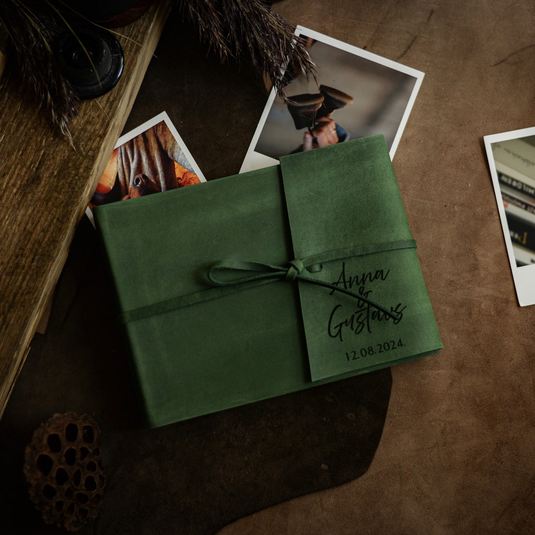 Customized Photo Album in Rustic Leather Covers With Laser Engravement ...