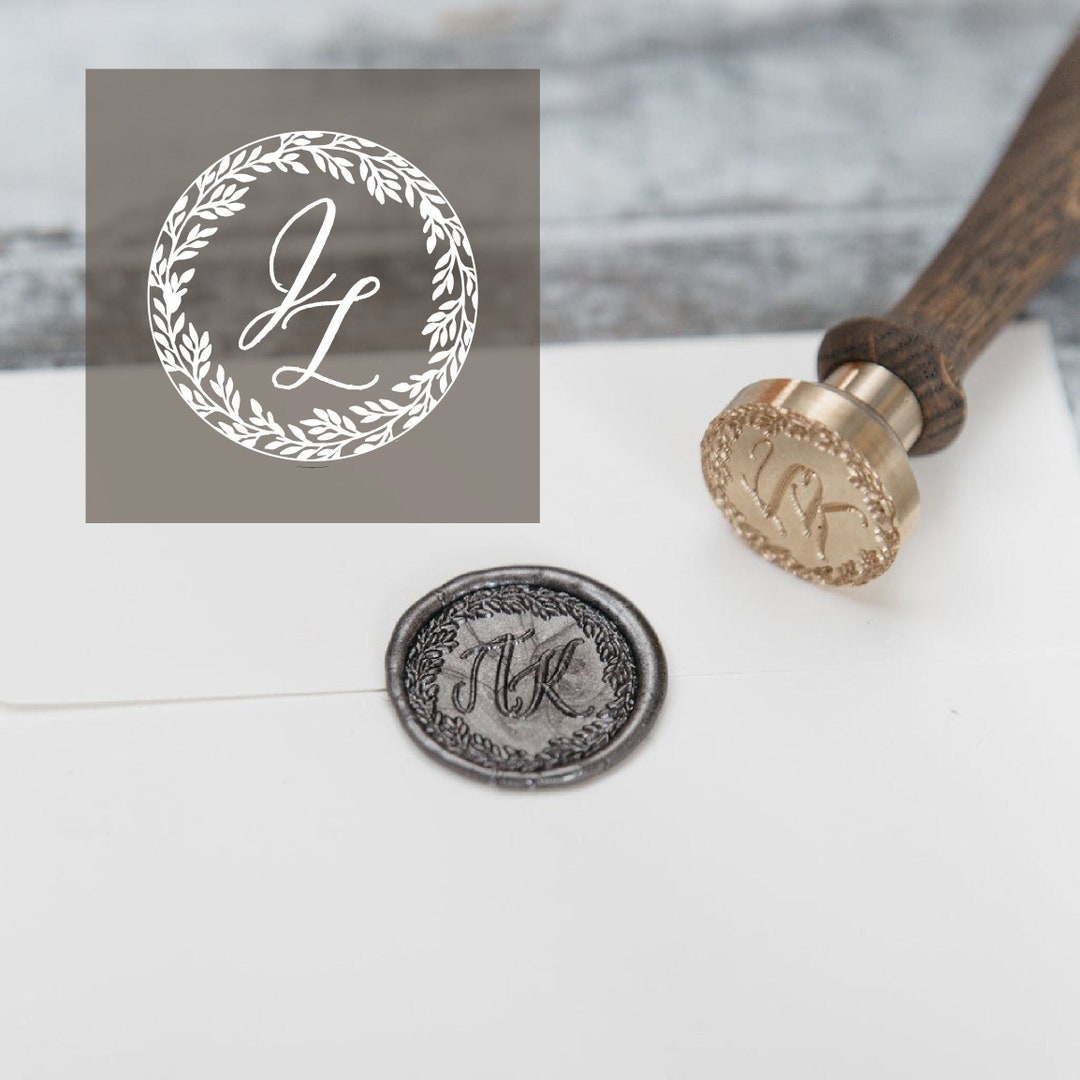 Wedding Seal / Monogram / WILD LEAVES Monogram Wax Stamp / - Etsy
