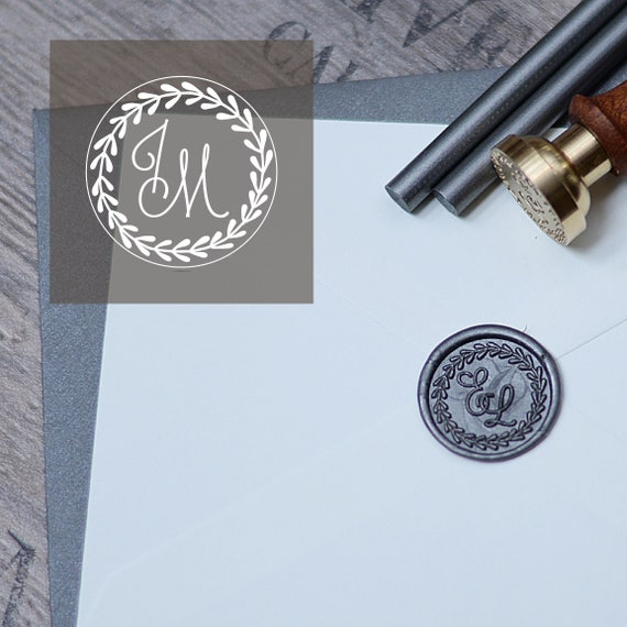 Paper, Party & Kids Monogram Seal Stamp ME Letters EM Initials Wax Seal ...