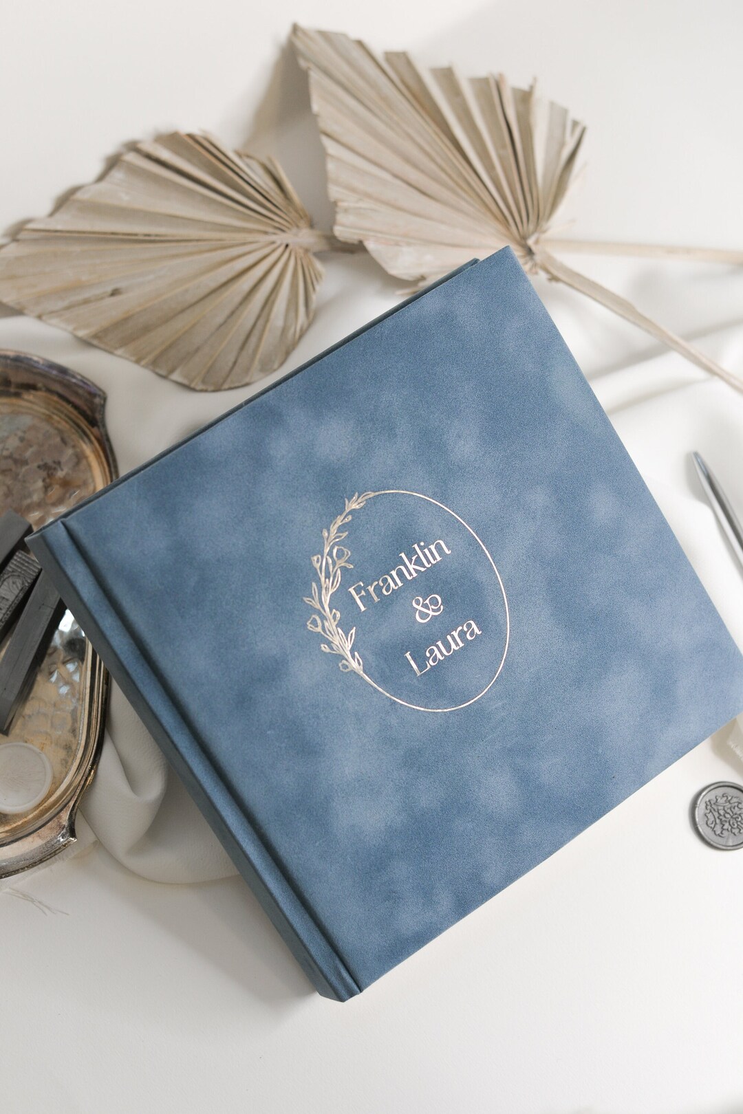 Customized Guest Book in Velvet Covers With Gold or Silver Printed ...