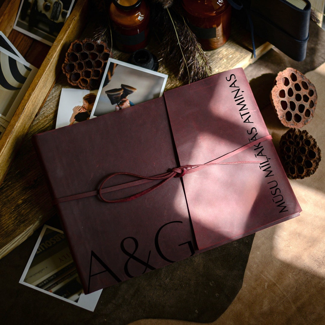 Customized Photo Album in Rustic Leather Covers With Laser Engravement ...