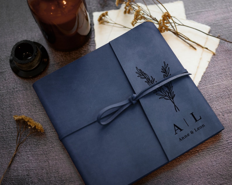 Customized Guest Book in Rustic Leather Covers With Laser - Etsy