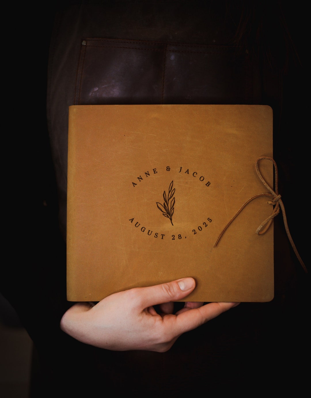 Customized Guest Book in Rustic Leather Covers With Laser Engravement ...