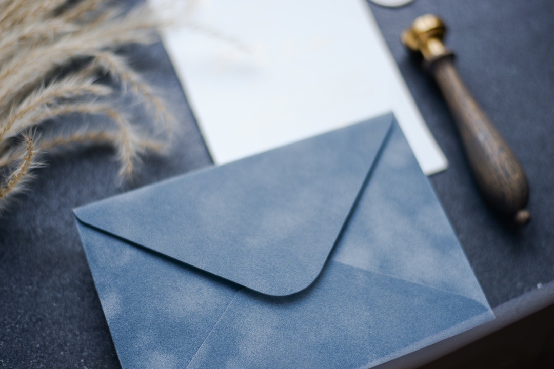 Vintage Blue Velvet Envelope / Wedding Envelope / C6 Size/ 114x162mm ...