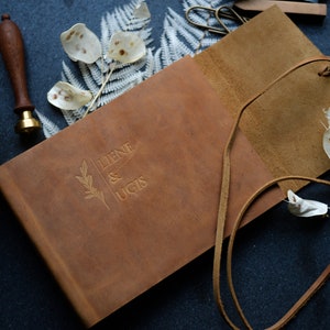Customized Photo Album in Rustic Leather Covers // Customized - Etsy