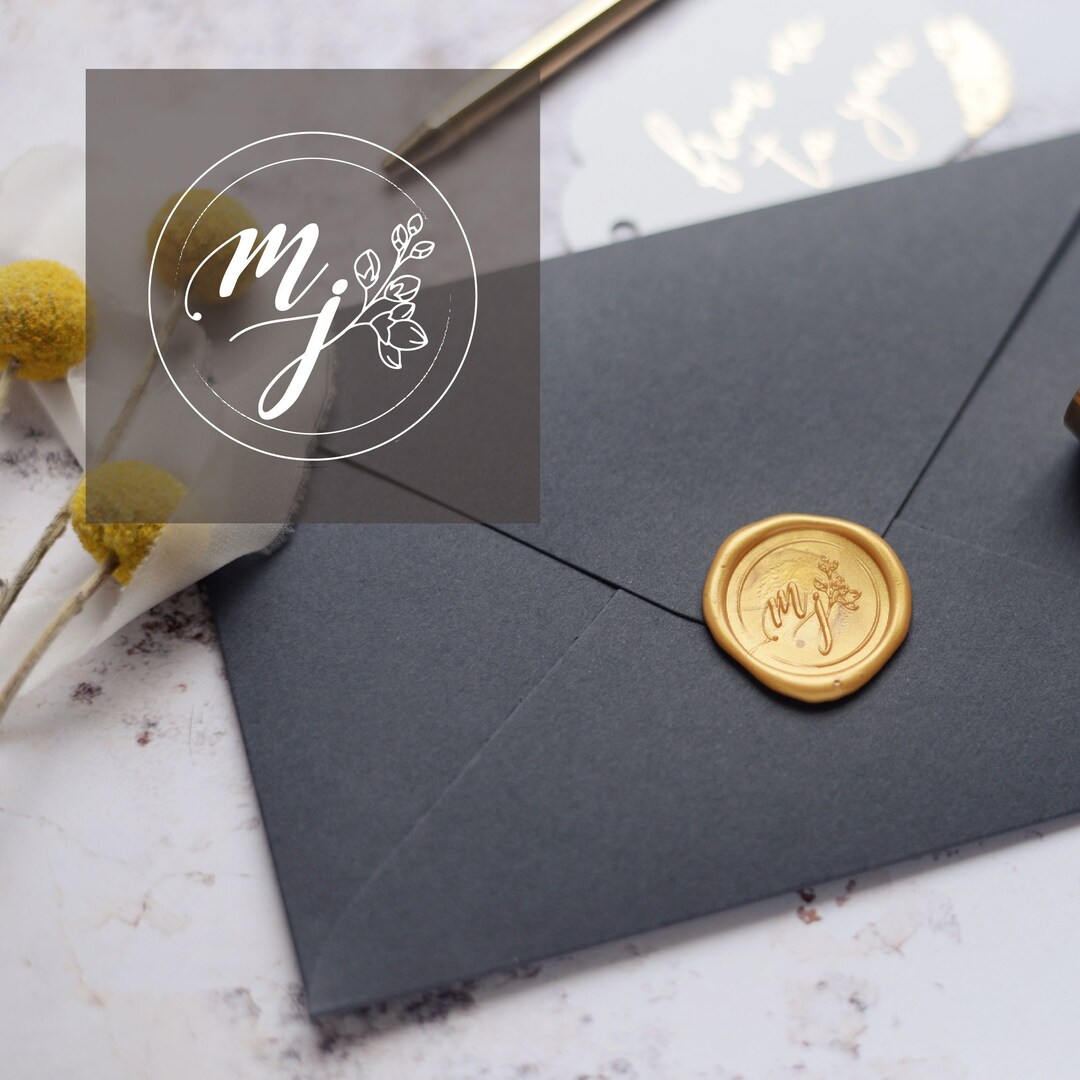 Flower Wax Stamp With Customizable Initials / Wax Seal With 2 Initials ...