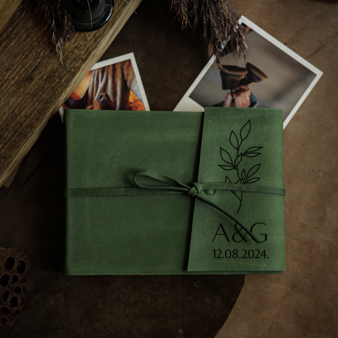 Customized Photo Album in Rustic Leather Covers With Laser Engravement ...