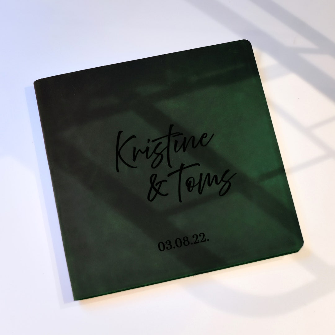Customized Guest Book in Rustic Leather Covers With Laser Engravement ...