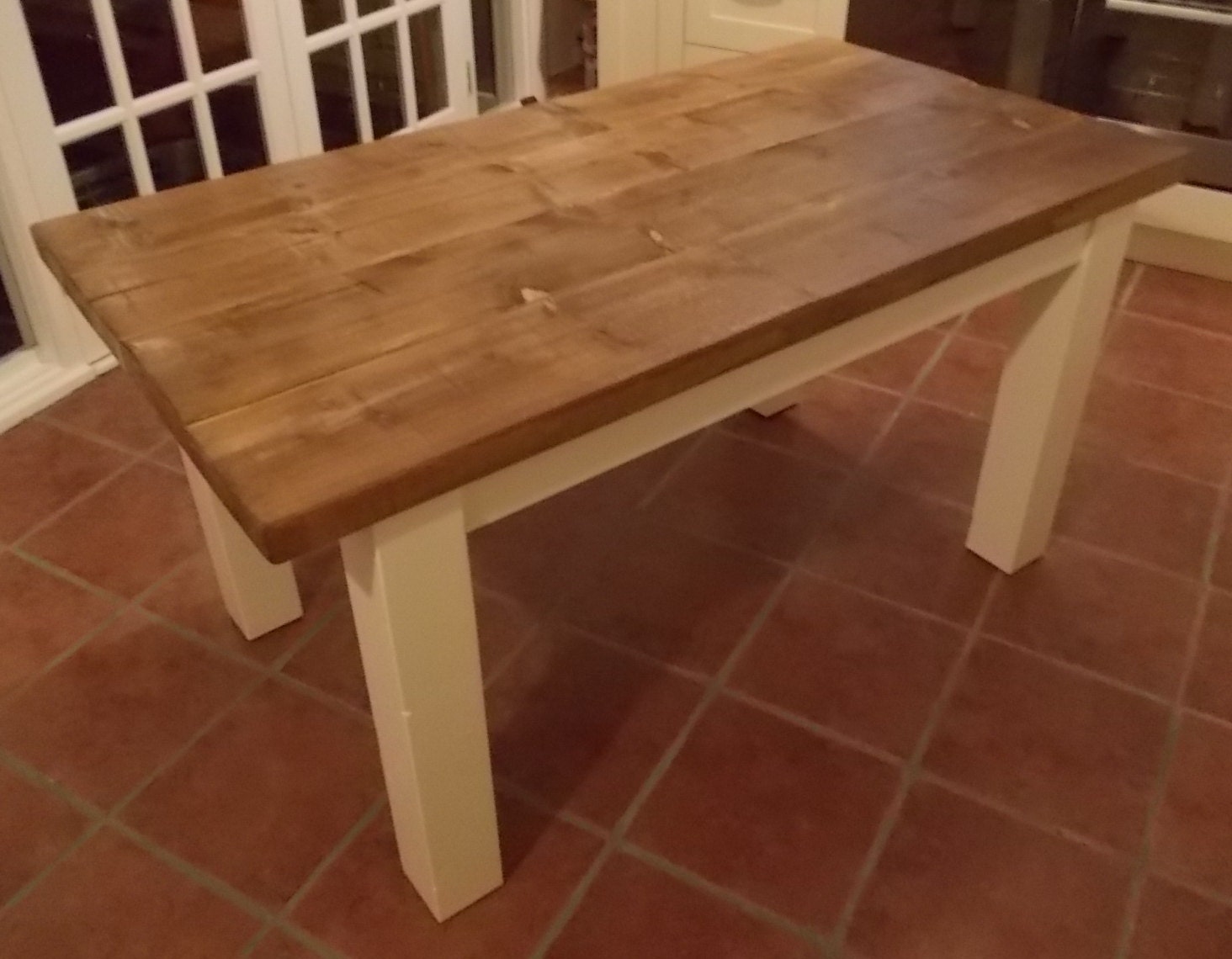 Rustic Solid Wood Plank Kitchen Dining Table With Painted - Etsy UK
