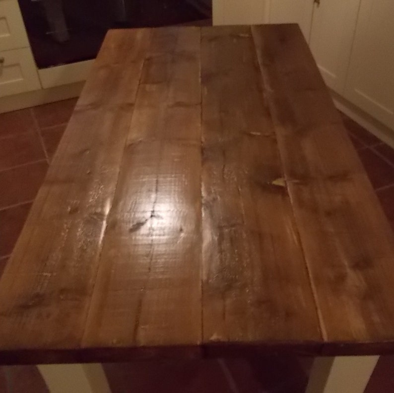 Rustic Solid Wood Plank Kitchen Dining Table With Painted - Etsy UK