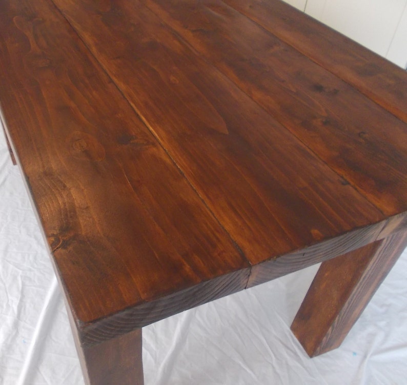 Rustic Solid Wood Plank Kitchen Dining Table stained in Dark - Etsy