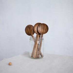 Round Walnut Wooden Spoon Handcarved Spoon Peanut Butter - Etsy