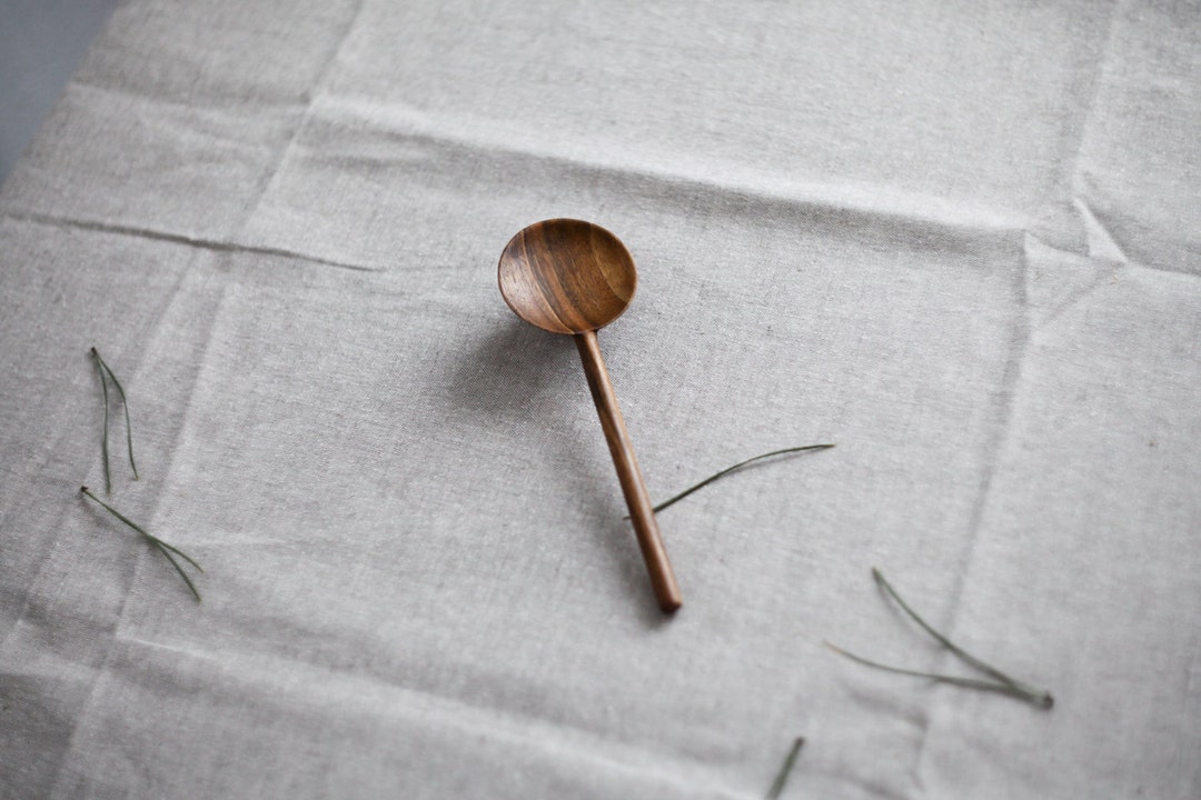 Round Walnut Wooden Spoon Handcarved Spoon Peanut Butter - Etsy